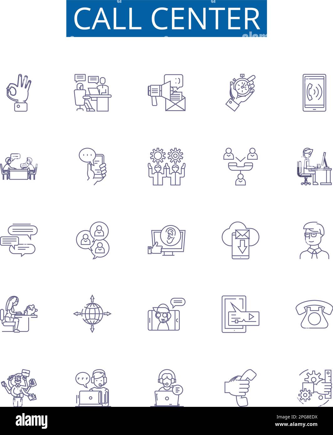 Call center line icons signs set. Design collection of Callcenter, Call ...