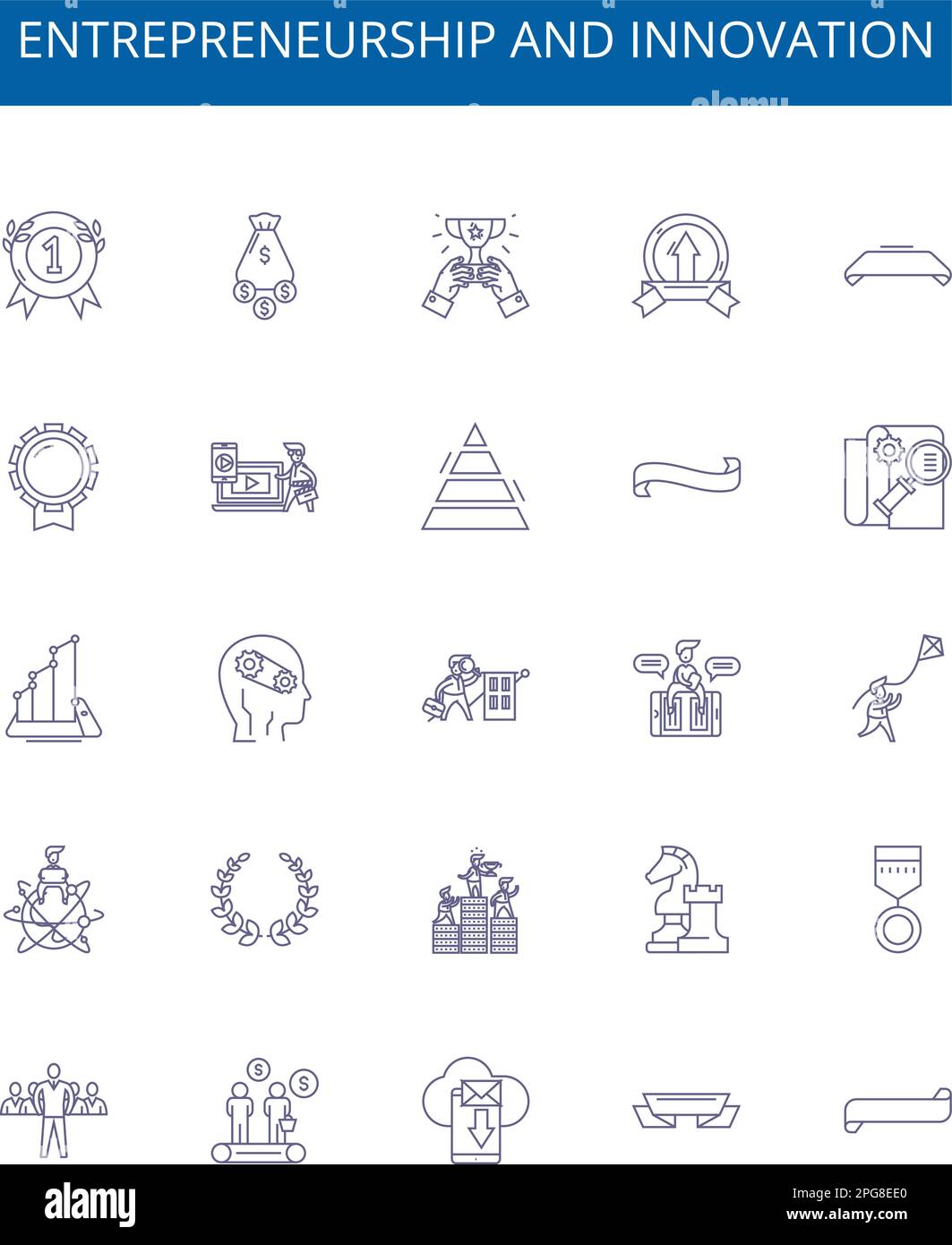 Entrepreneurship and innovation line icons signs set. Design collection ...