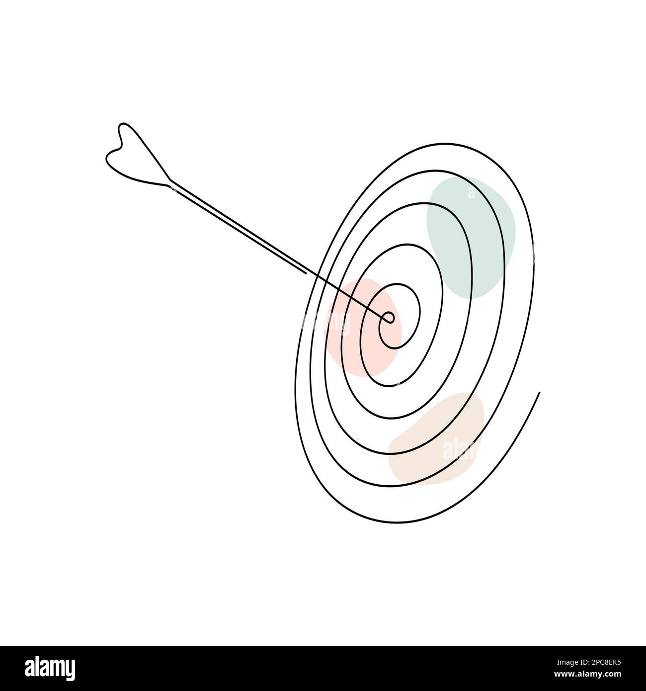 Target with arrow continuous line drawing. Hand drawn linear goal ...