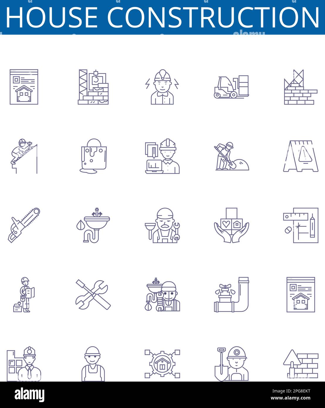 House construction line icons signs set. Design collection of Building ...