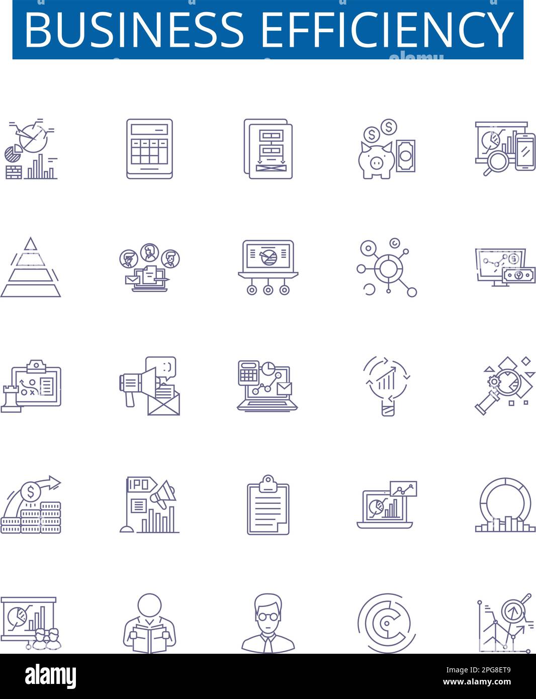 Business Efficiency Line Icons Signs Set Design Collection Of Profitability Productivity