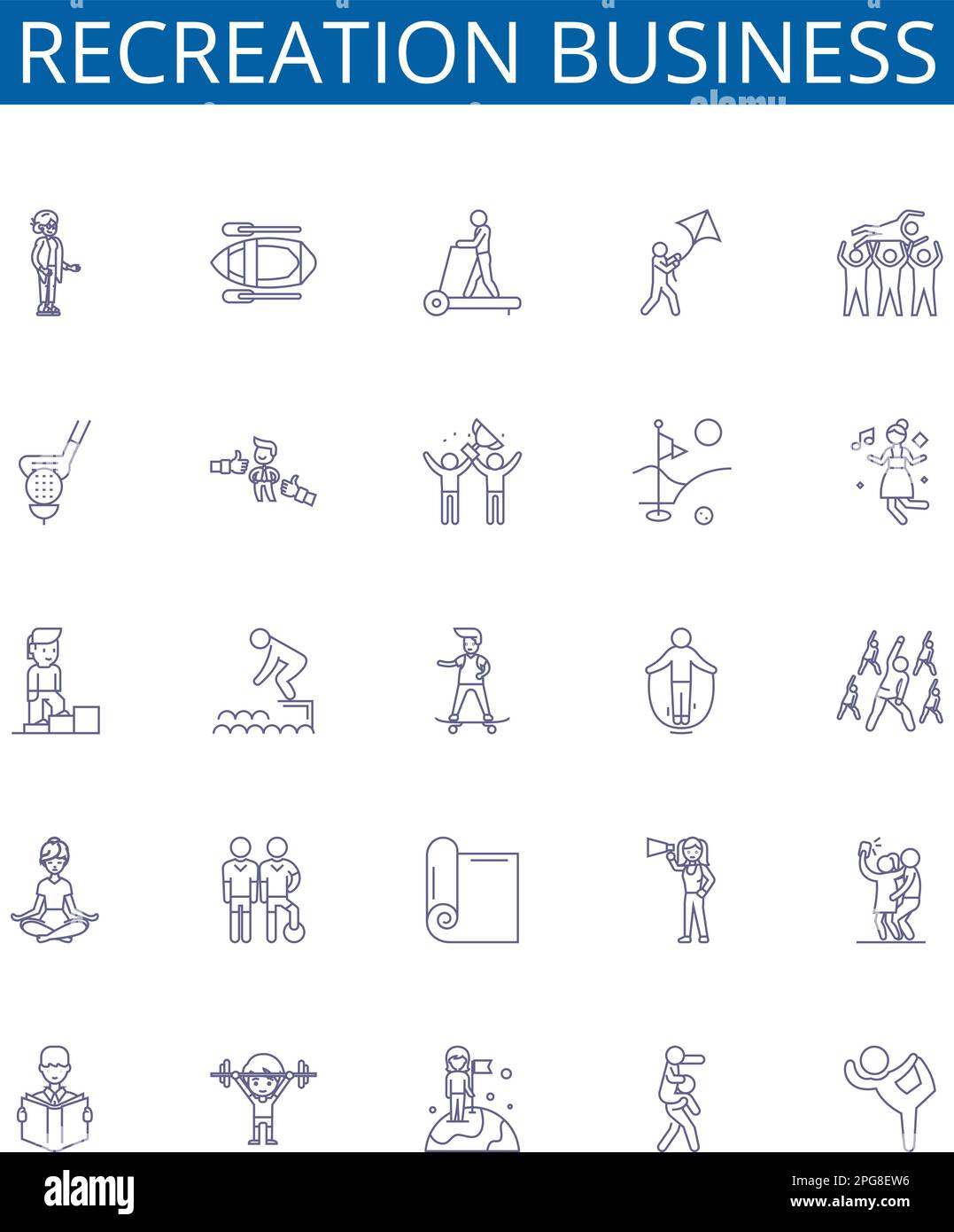 Recreation business line icons signs set. Design collection of ...