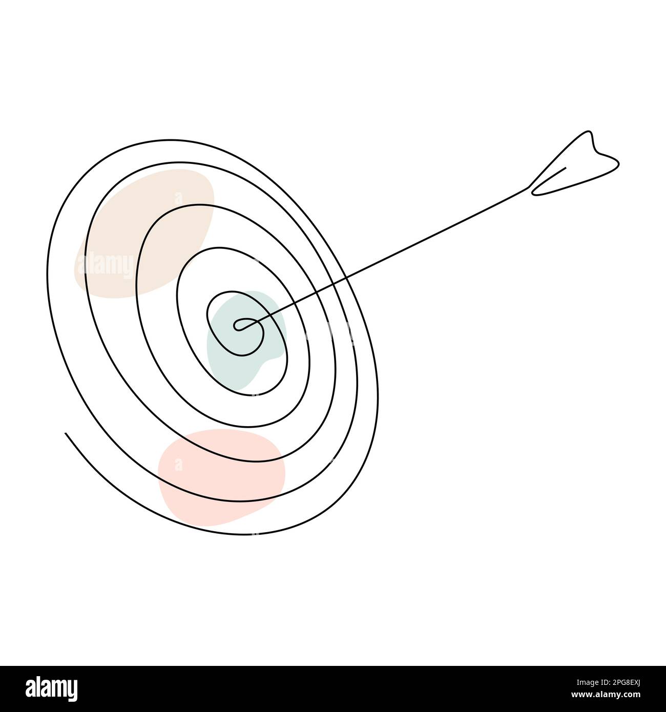 Target with arrow continuous line drawing. Hand drawn linear goal ...
