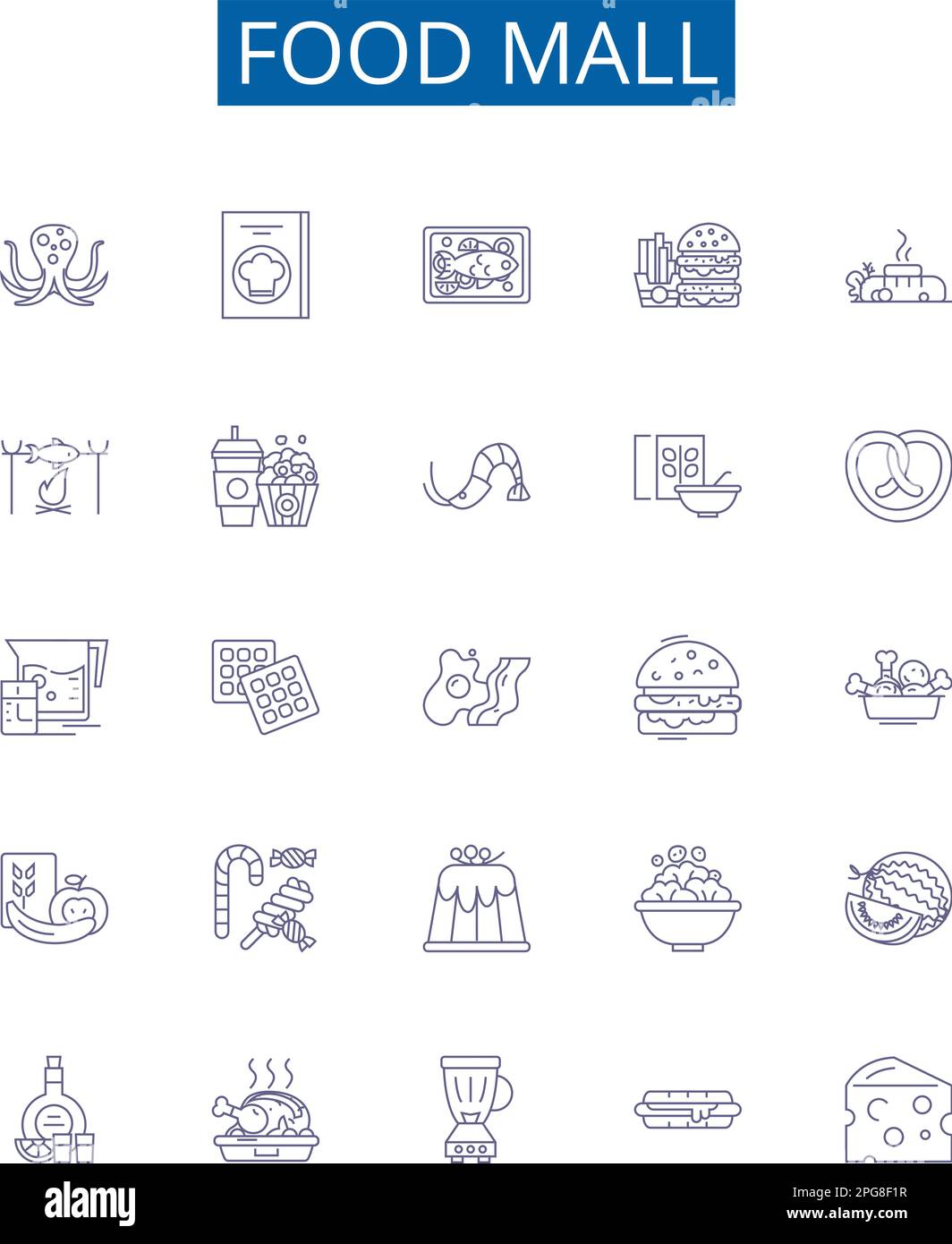 Food mall line icons signs set. Design collection of Eatery, Gastronomy ...