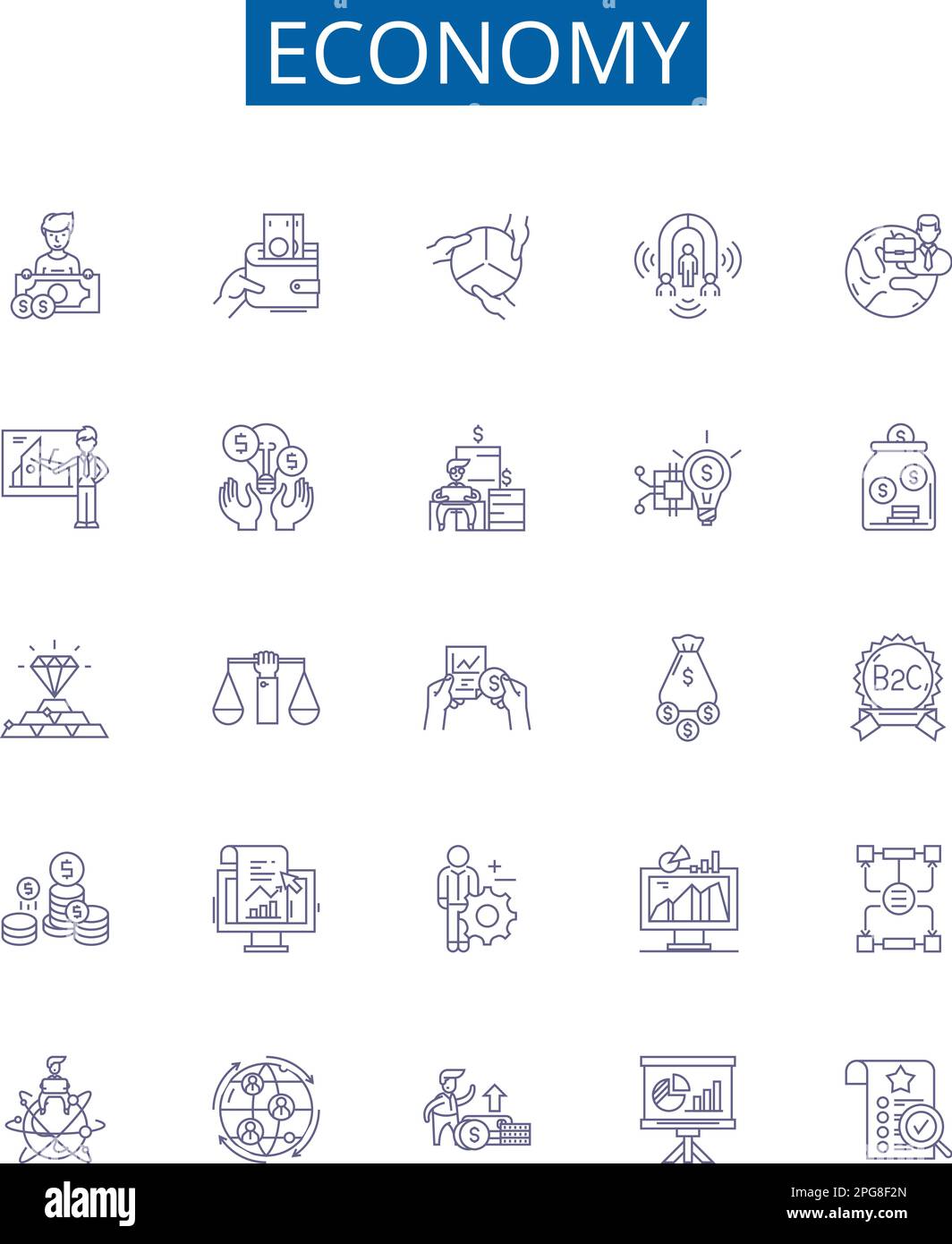 Economy line icons signs set. Design collection of Finance, Exchange ...