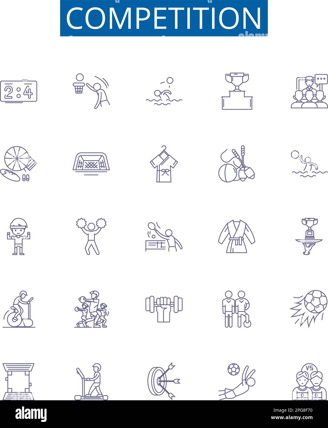 Competition line icons signs set. Design collection of Contest, Race ...