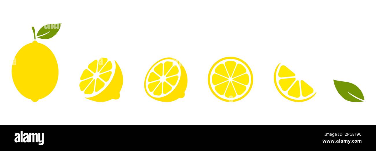 Lemon fruits slices set. Citrus collection. Vector illustration isolated on white Stock Vector ...