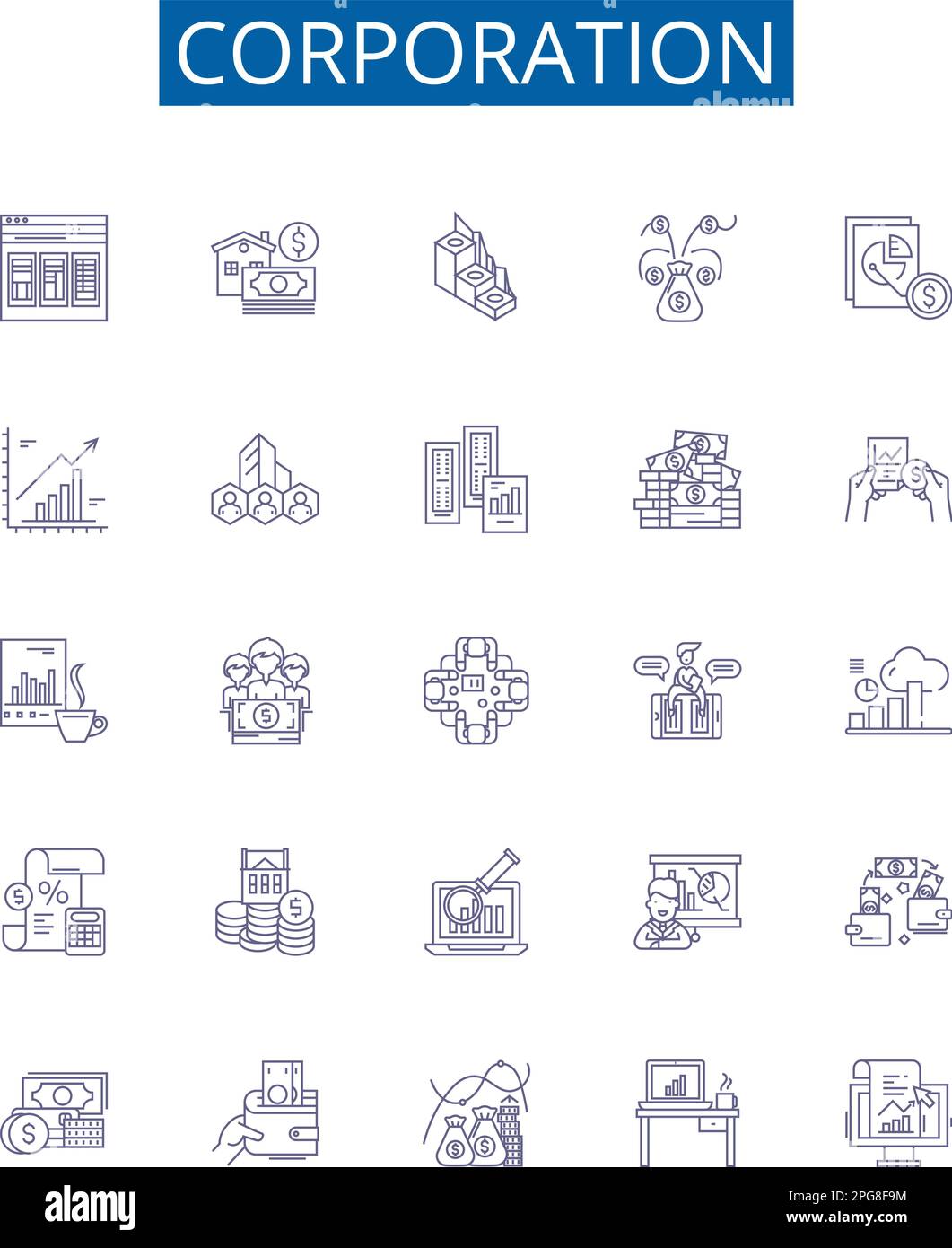 Corporation line icons signs set. Design collection of Corporation ... Corporation line icons signs set. Design collection of Corporation ...