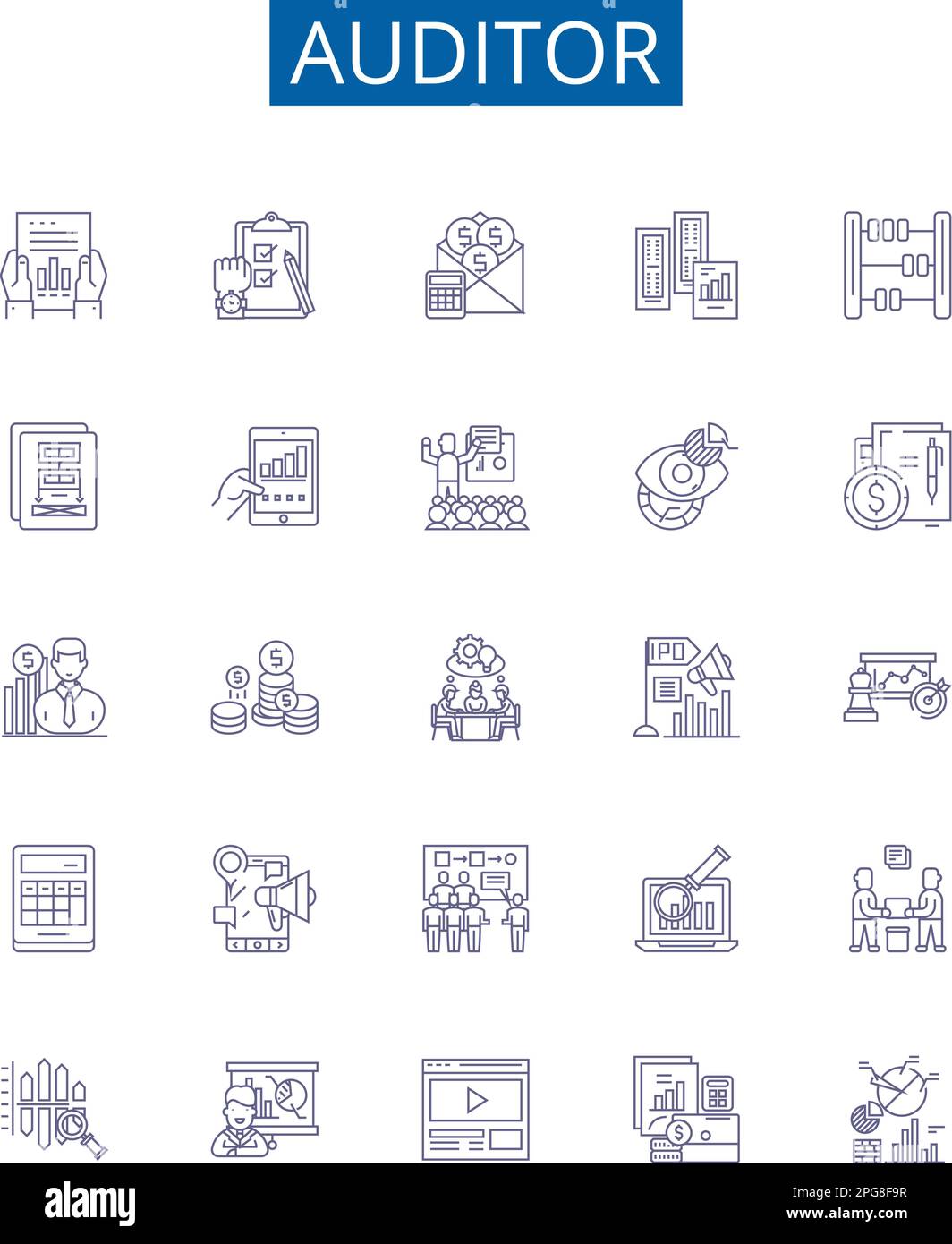 Auditor line icons signs set. Design collection of Auditor, Assessor ...