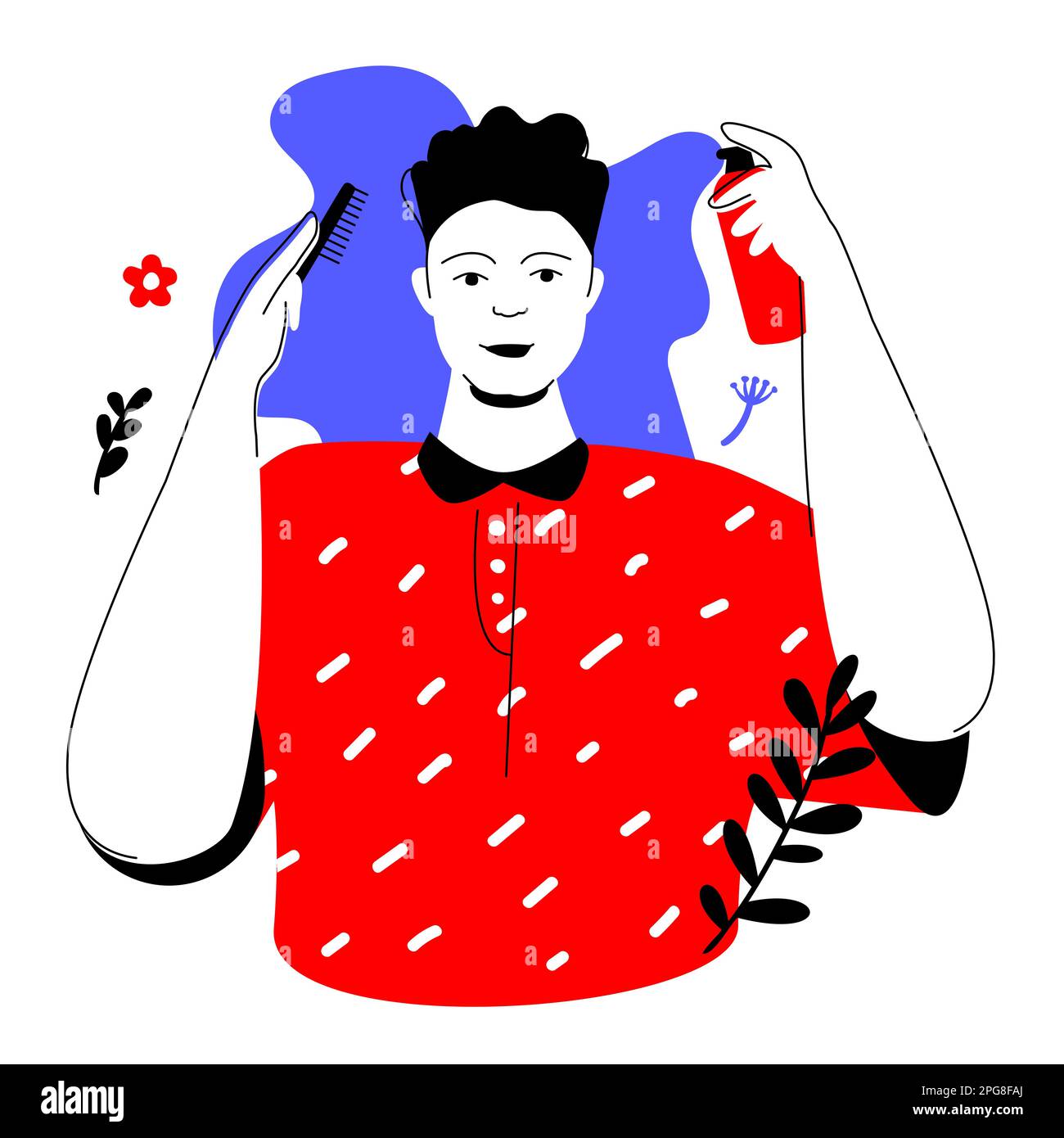 Barber doing hair - colorful flat design style illustration Stock ...