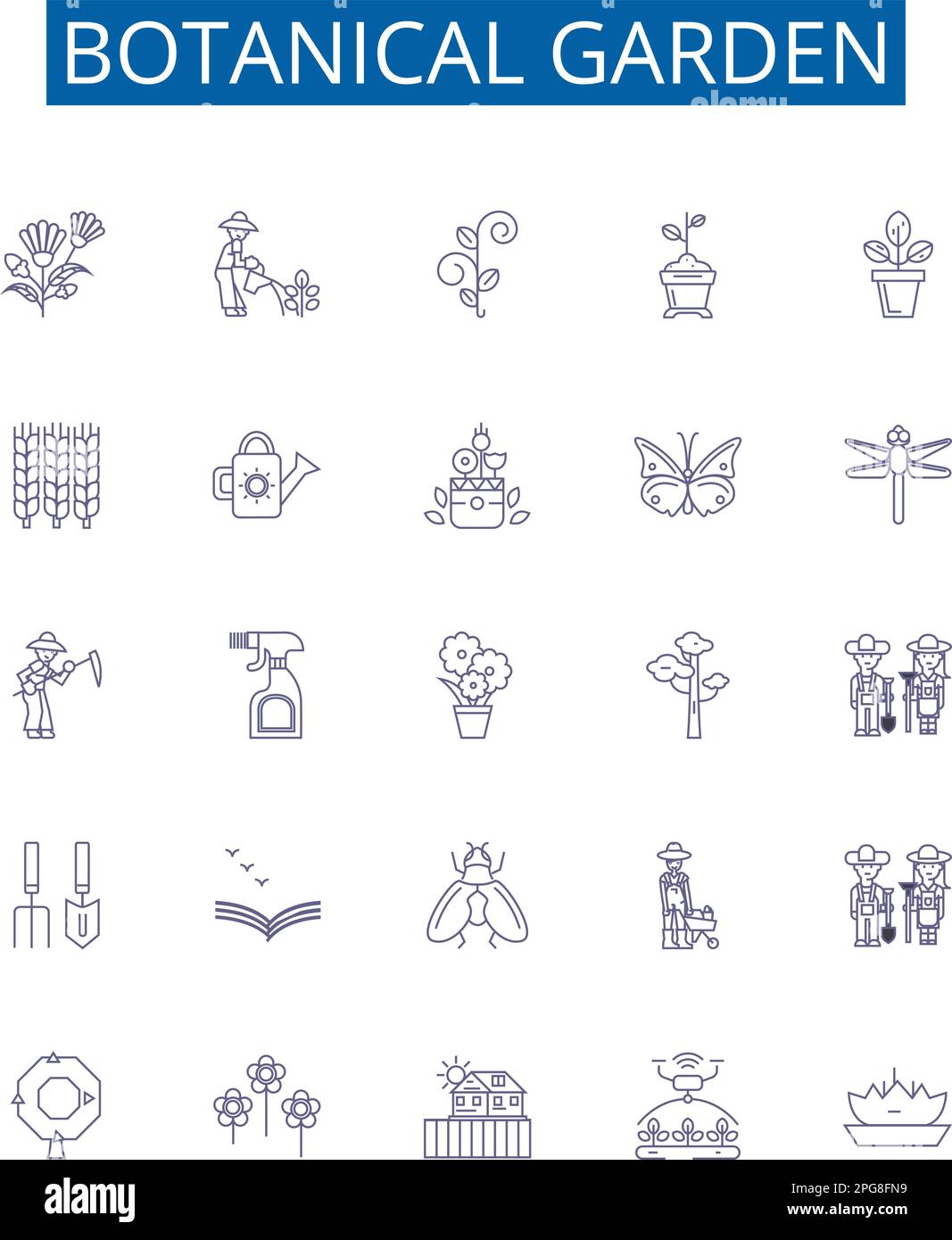 Botanical garden line icons signs set. Design collection of Garden ...