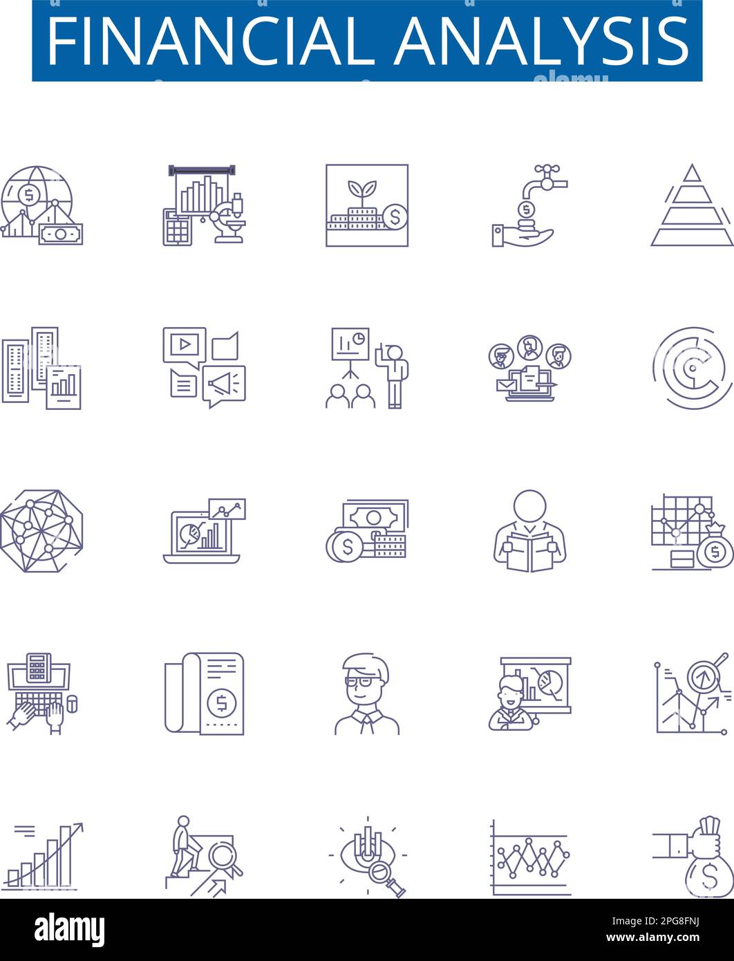 Financial Analysis Line Icons Signs Set Design Collection Of Budgeting Forecasting Ratios