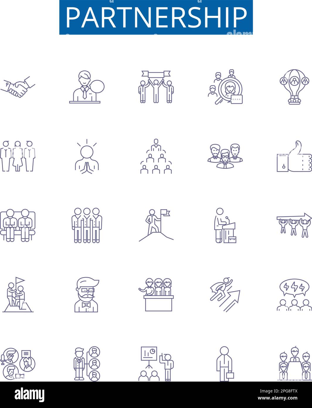 Partnership line icons signs set. Design collection of Alliance, Cooperation, Union, Affinity ...