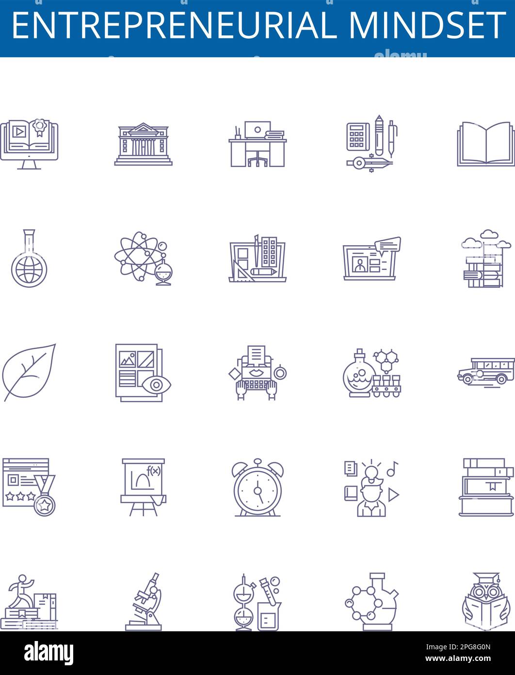 Entrepreneurial mindset line icons signs set. Design collection of ...