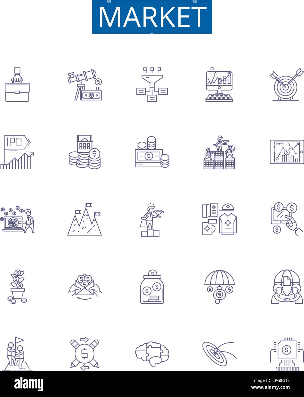 Market line icons signs set. Design collection of Market, Trade ...