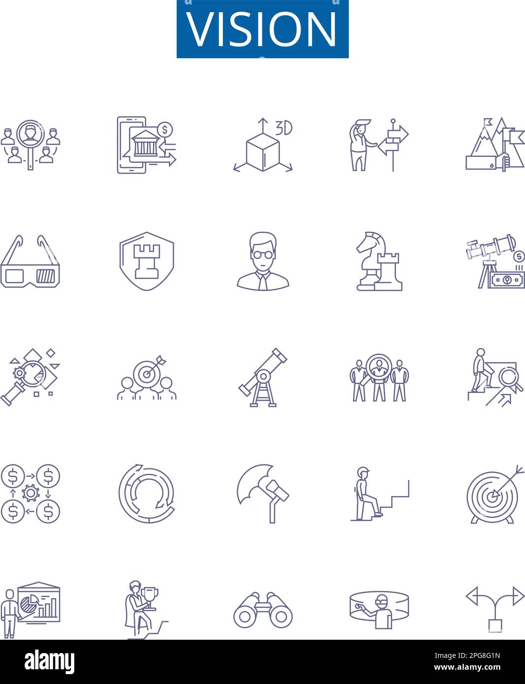 Vision line icons signs set. Design collection of Perception, Gaze ...