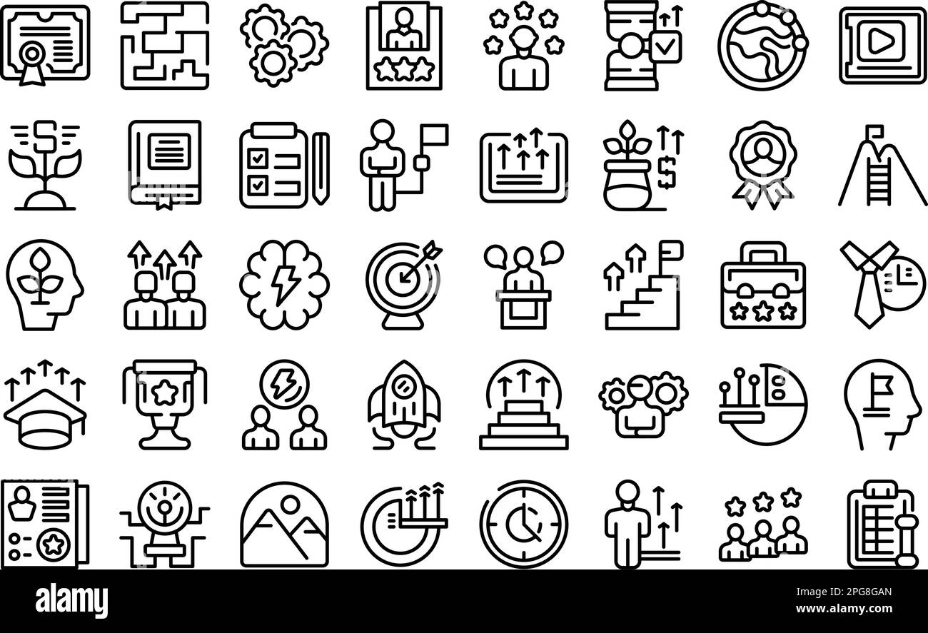 Personal Growth Training icons set outline vector. Self development ...