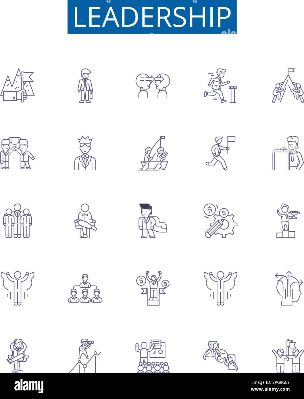 Leadership line icons signs set. Design collection of Leadership, Managerial, Authority ...