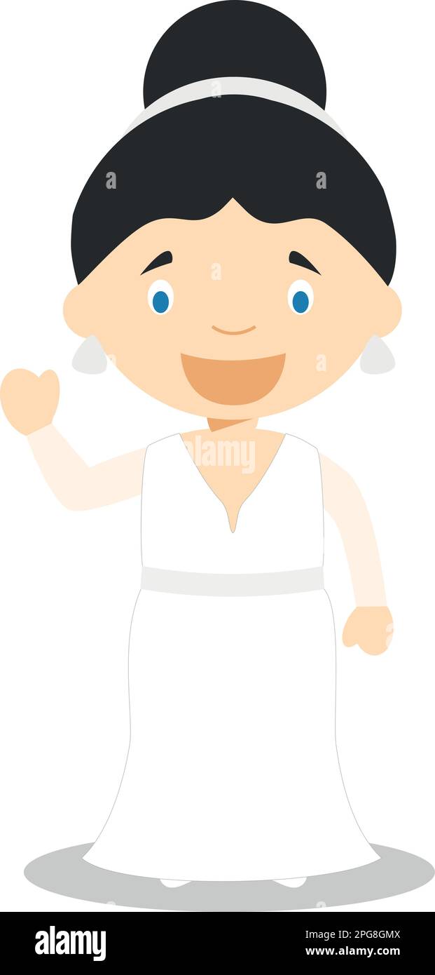 Caucasian bride wearing a wedding dress in cartoon style Vector ...
