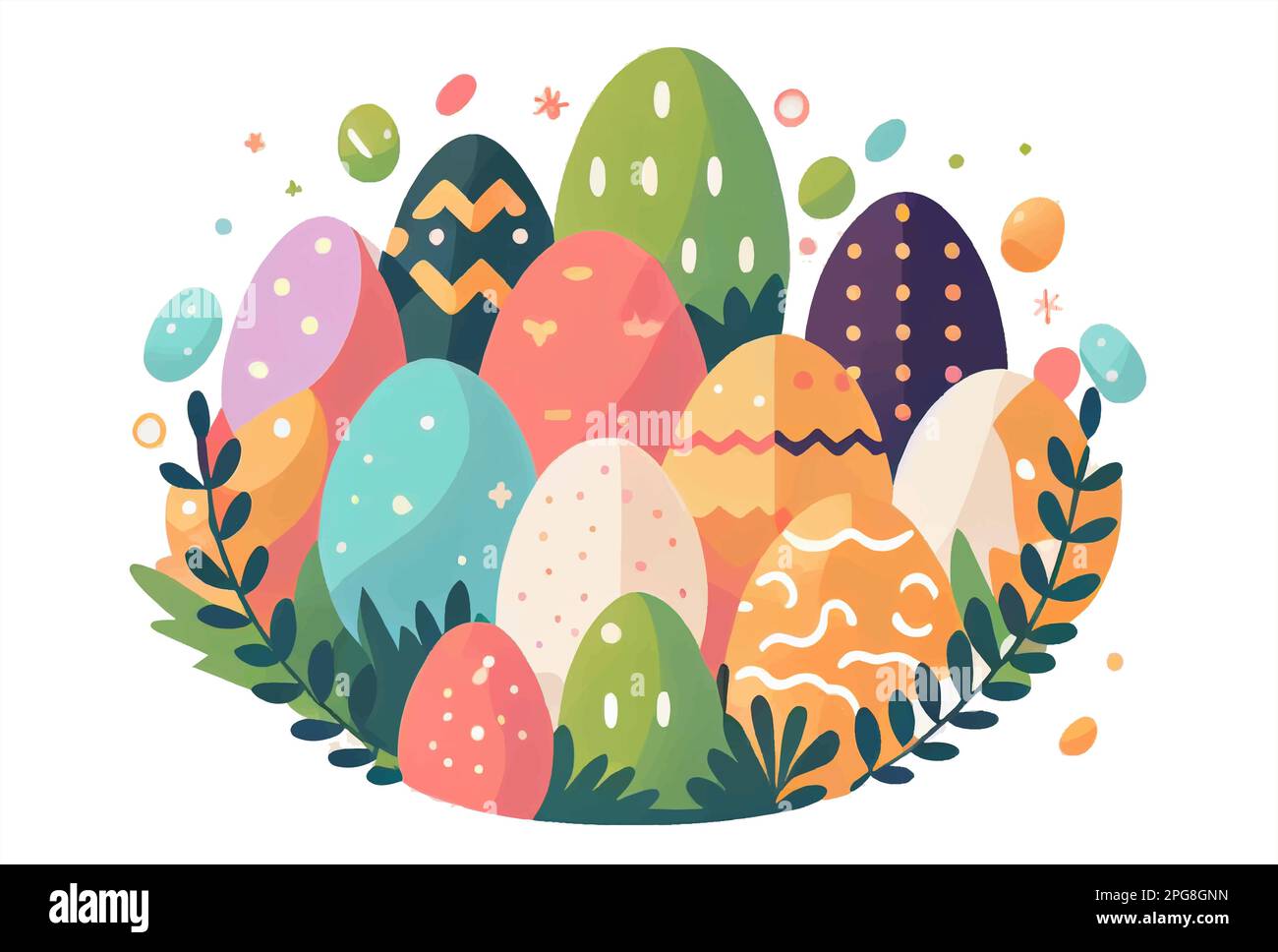 vector illustration of aester colorful eggs isolation on white ...
