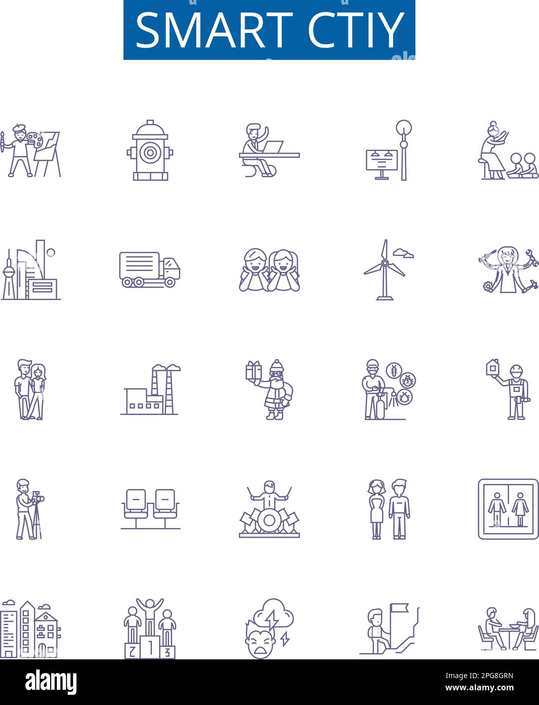 Smart Ctiy Line Icons Signs Set Design Collection Of Smart City Iot Automation Surveillance