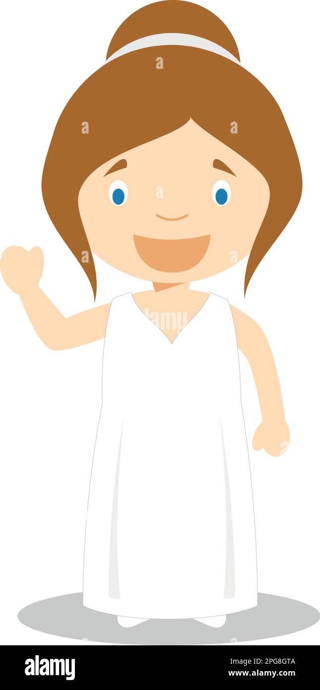Caucasian bride wearing a wedding dress in cartoon style Vector ...