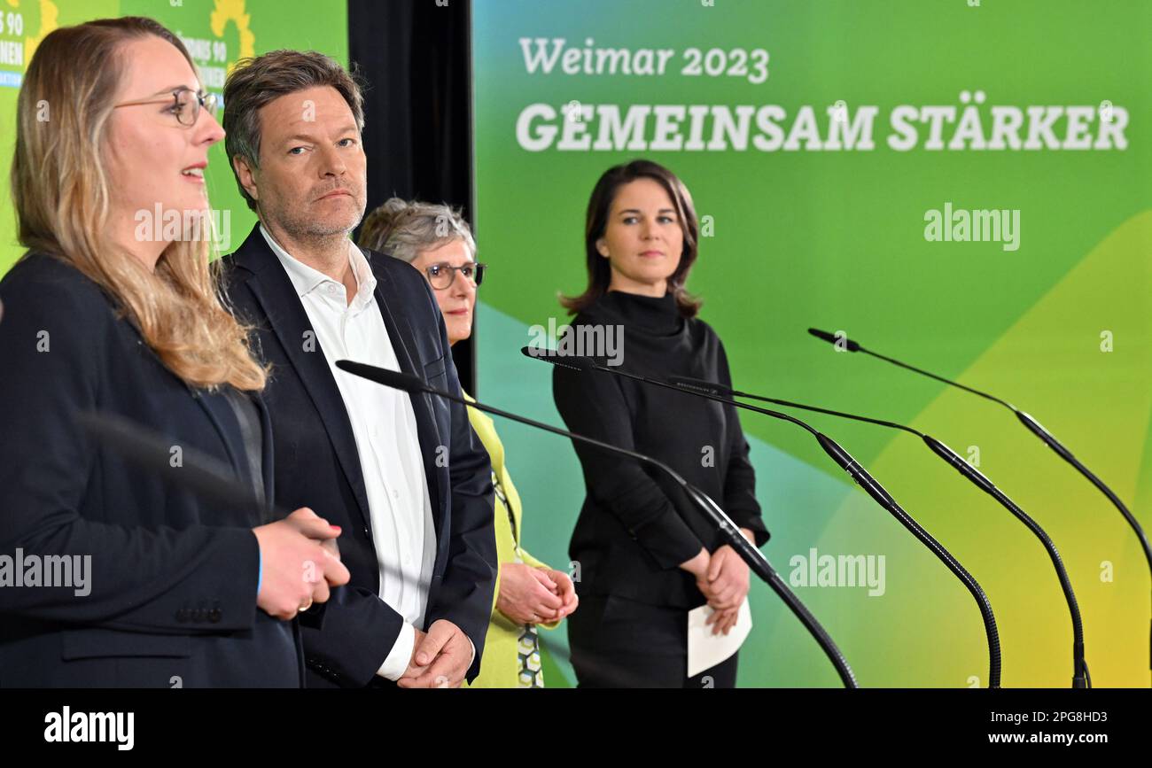 21 March 2023, Thuringia, Weimar: Katharina Dröge (l-r), Bundestag ...