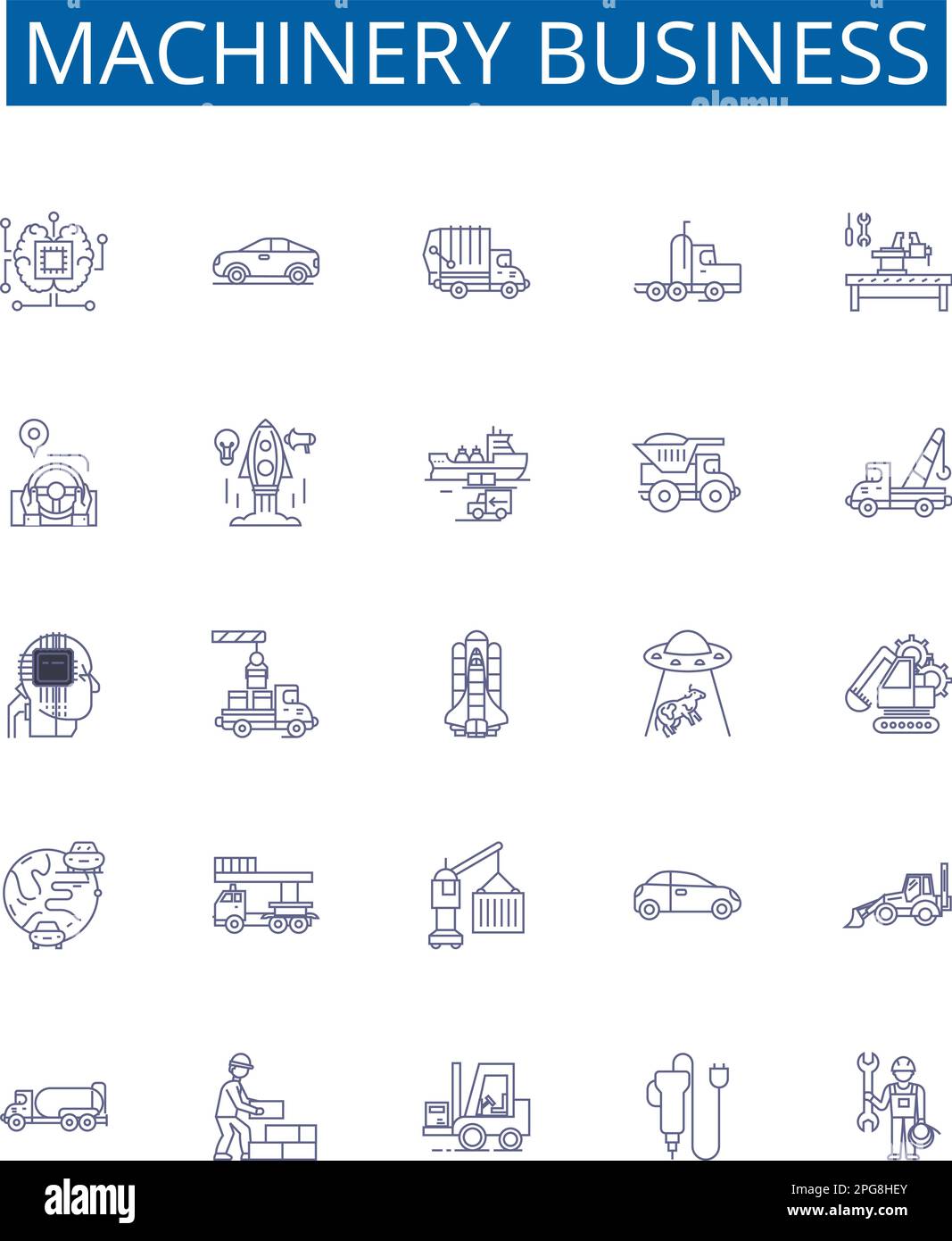 Machinery business line icons signs set. Design collection of Machinery ...