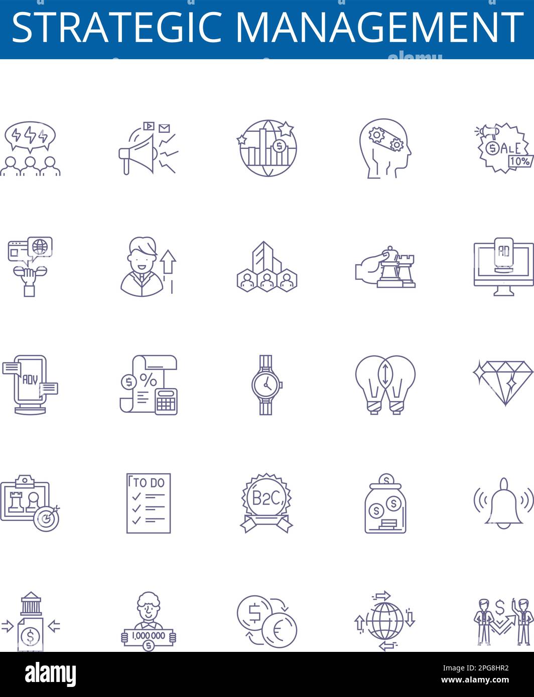 Strategic management line icons signs set. Design collection of ...