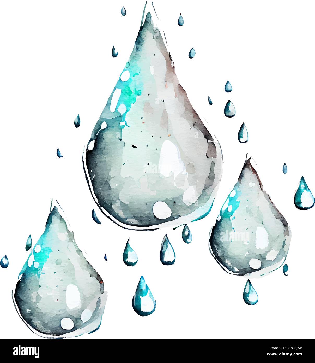 set vector illustration of water drop spring rain on white background ...