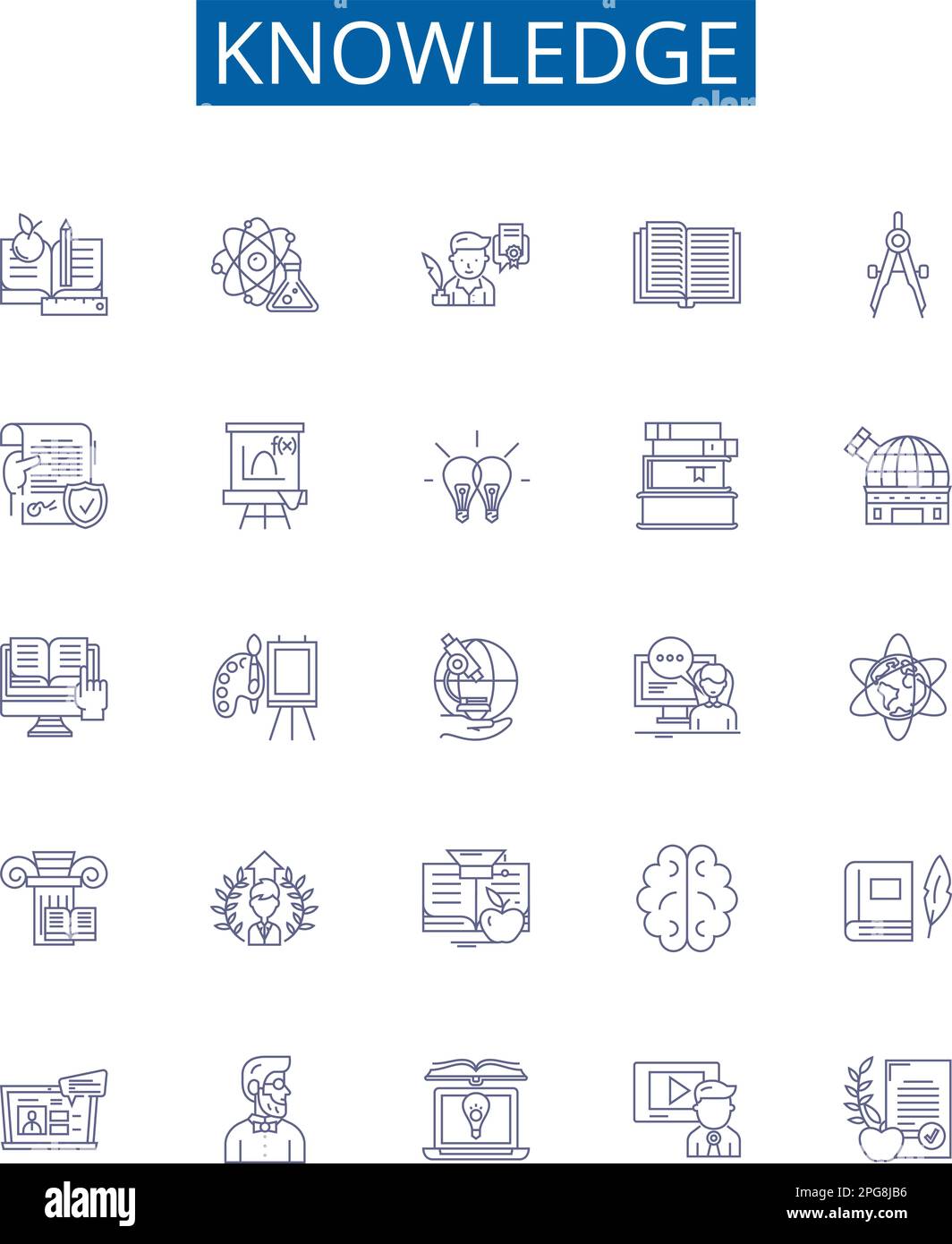 Knowledge line icons signs set. Design collection of Understand, Learn, Wisdom, Realize, Insight ...