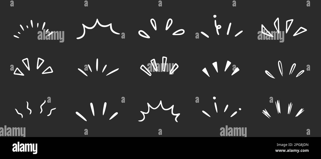 Doodle shine sunburst sparkle ray elements on chalkboard background ...
