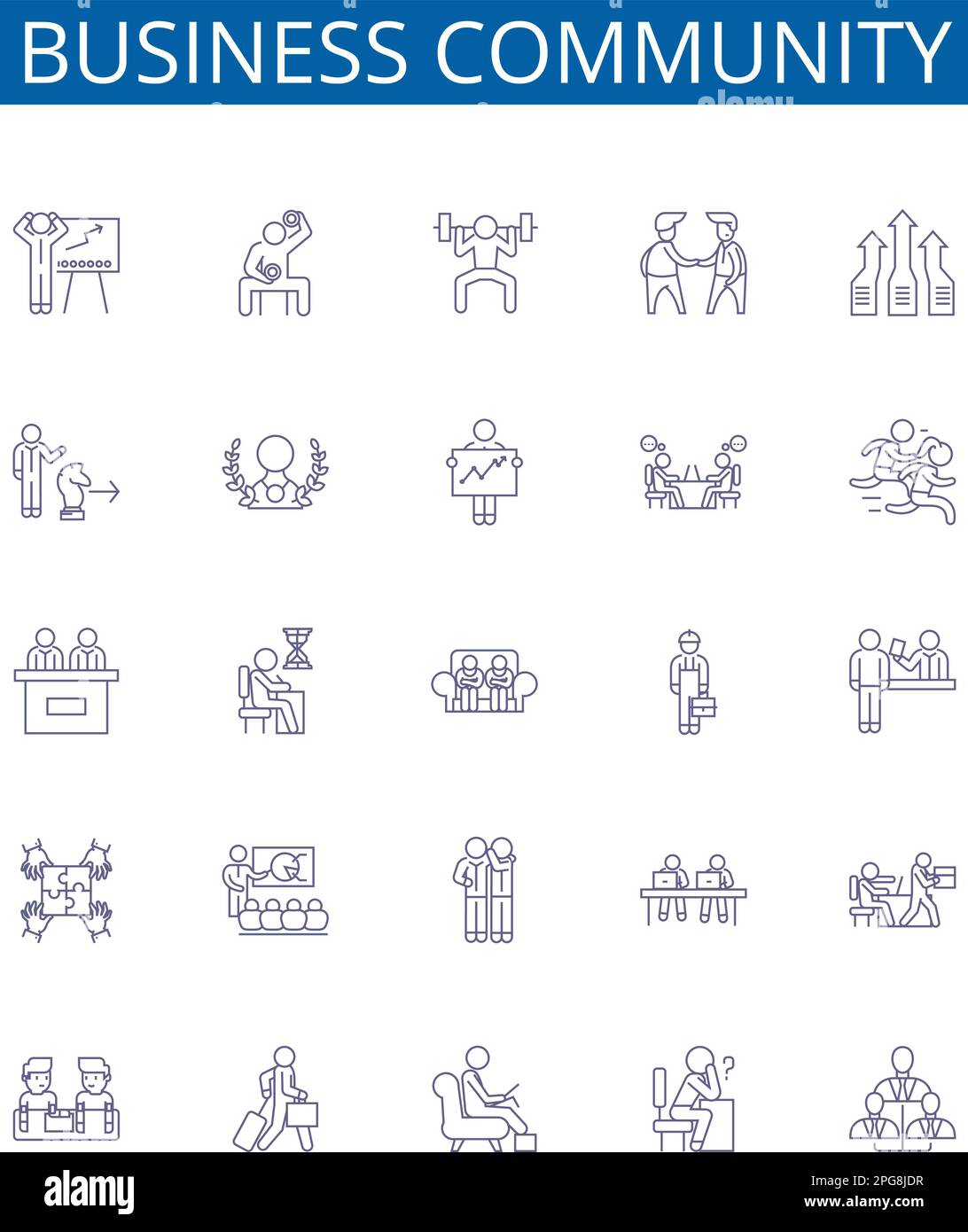 Business Community Line Icons Signs Set Design Collection Of Business Community Networking