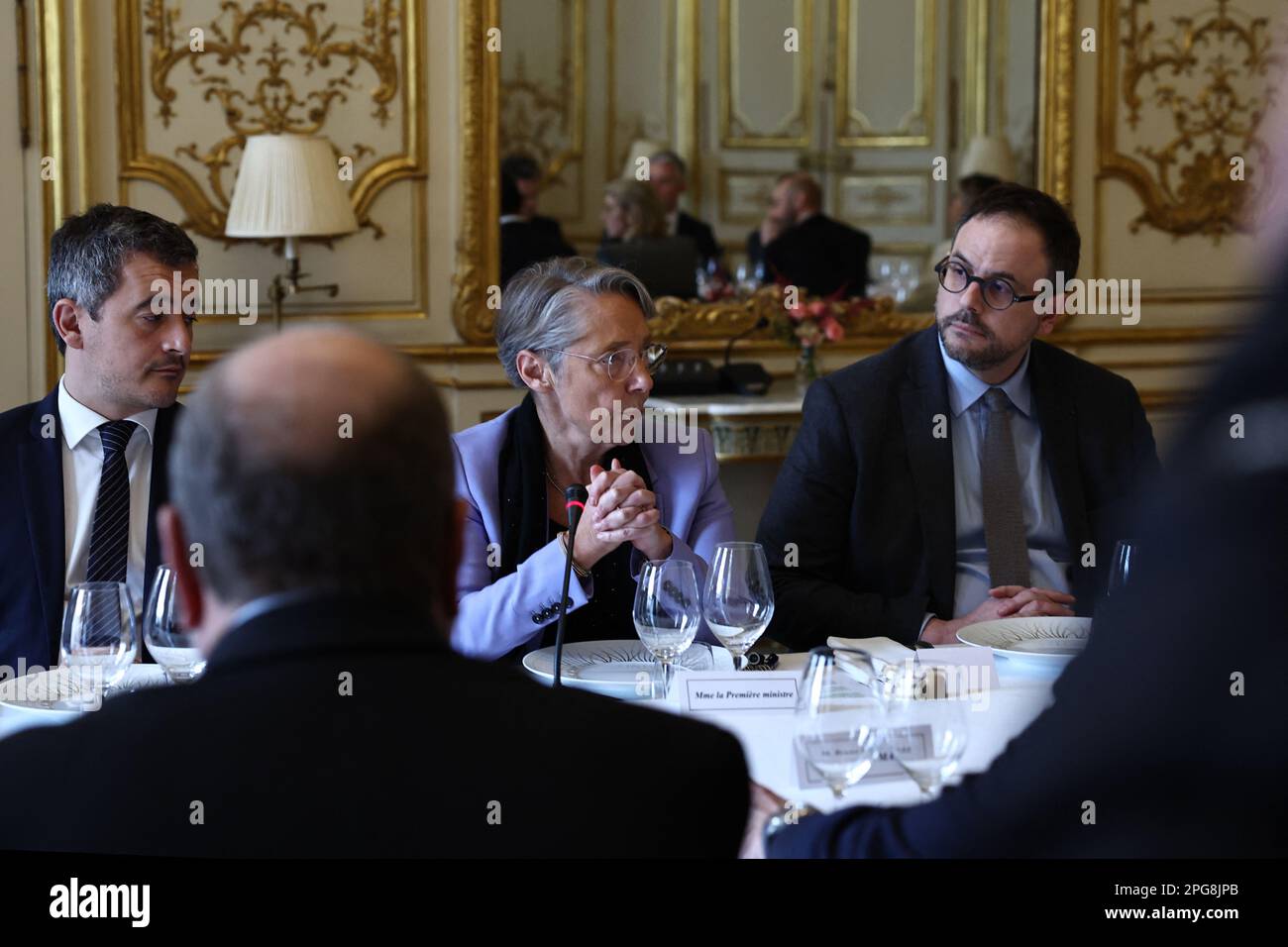 Paris, France. 21st Mar, 2023. FFrench Prime Minister Elisabeth Borne ...