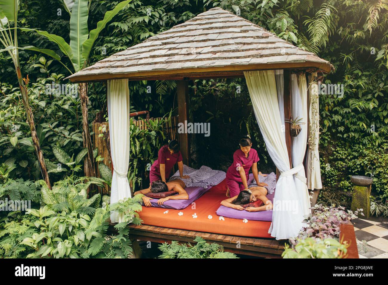 Outdoor Spa Center At Luxury Resort Massage Center Surrounded By Trees