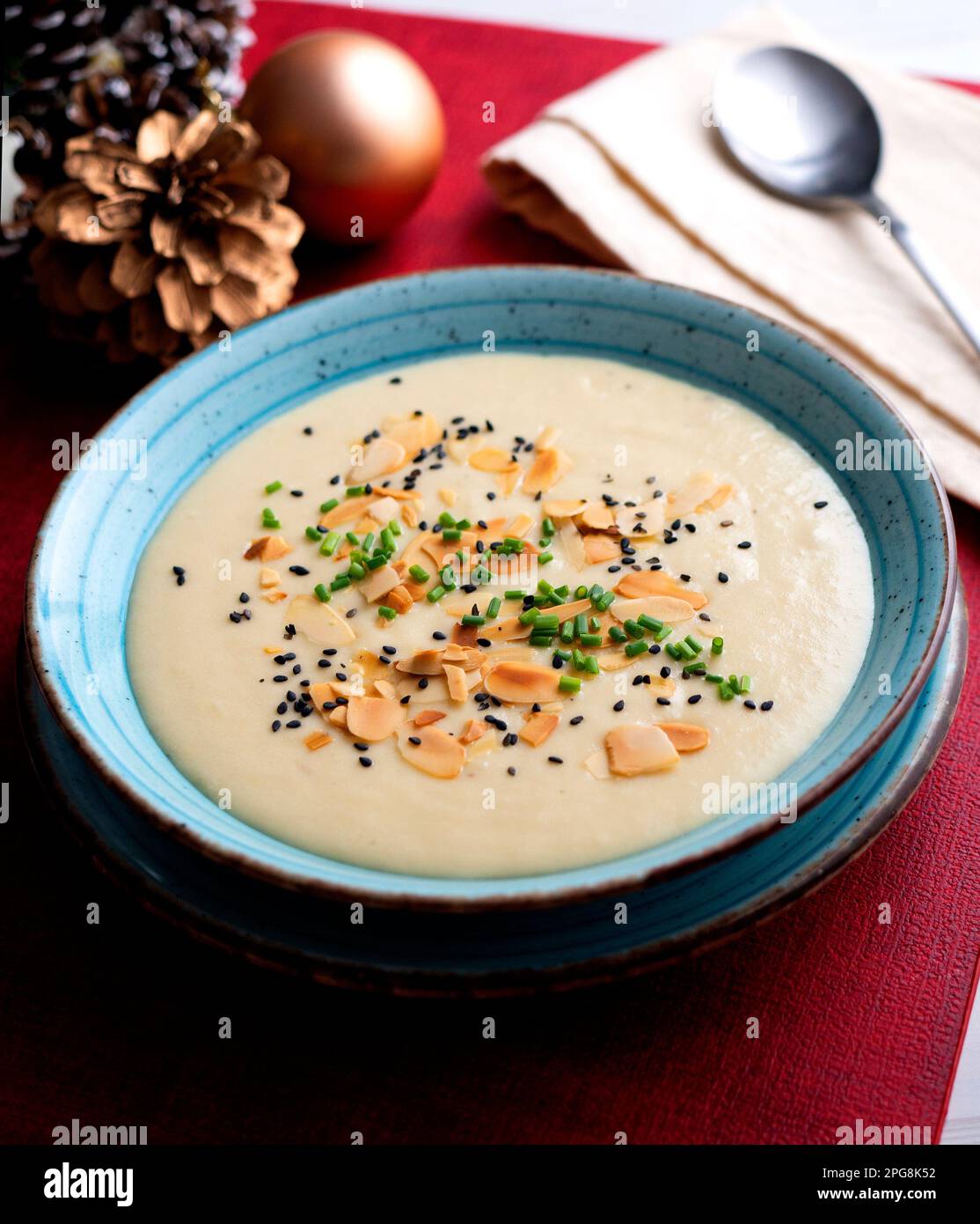 Homemade leek soup on a christmas table Stock Photo - Alamy
