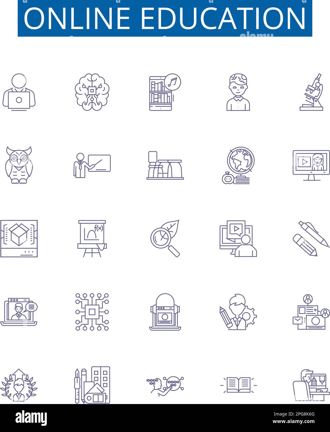 Online education line icons signs set. Design collection of eLearning ... Online education line icons signs set. Design collection of eLearning ...