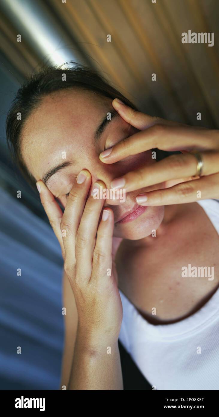 Vertical video sad depressed woman hi-res stock photography and images ...