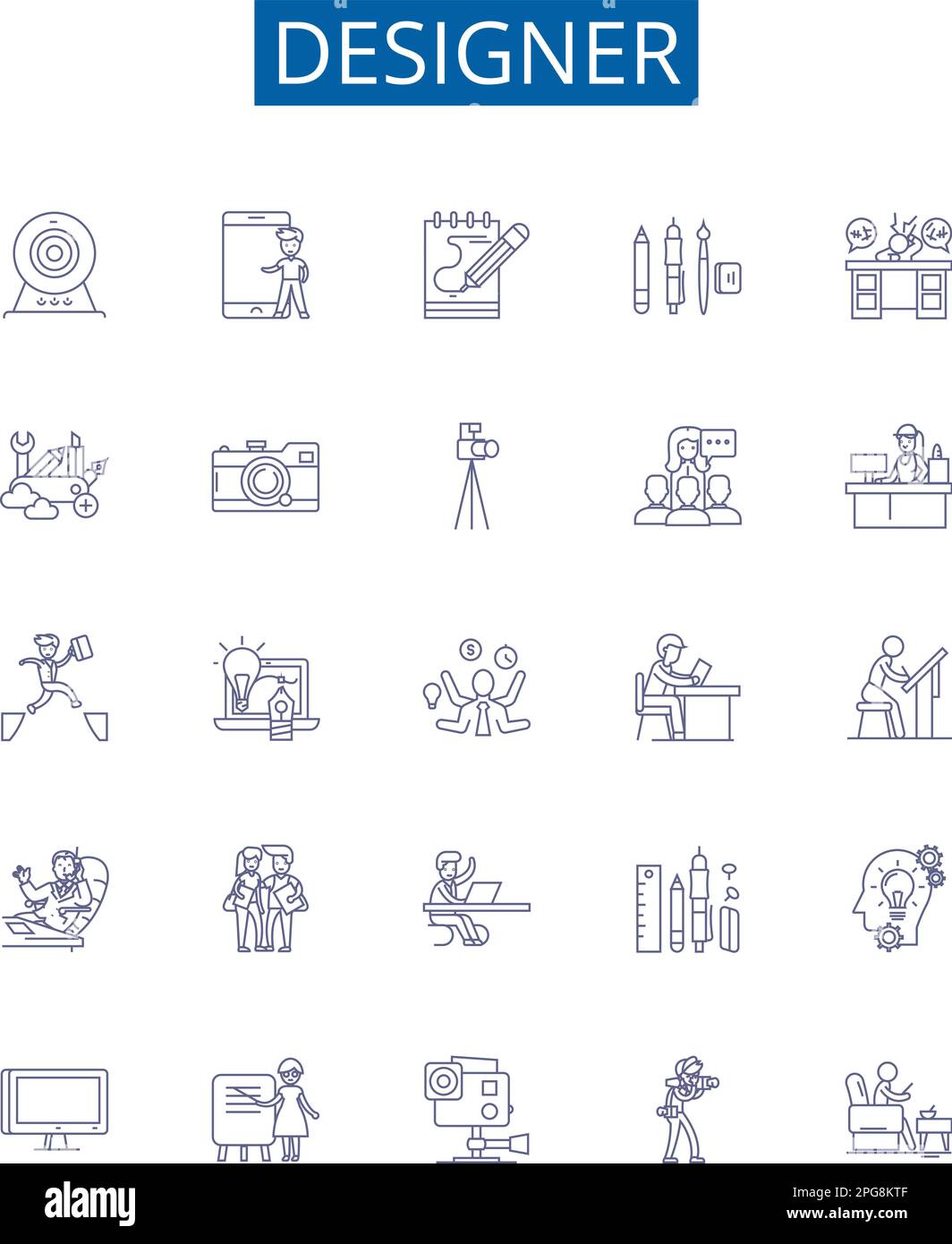 Designer Line Icons Signs Set Design Collection Of Designer Fashion