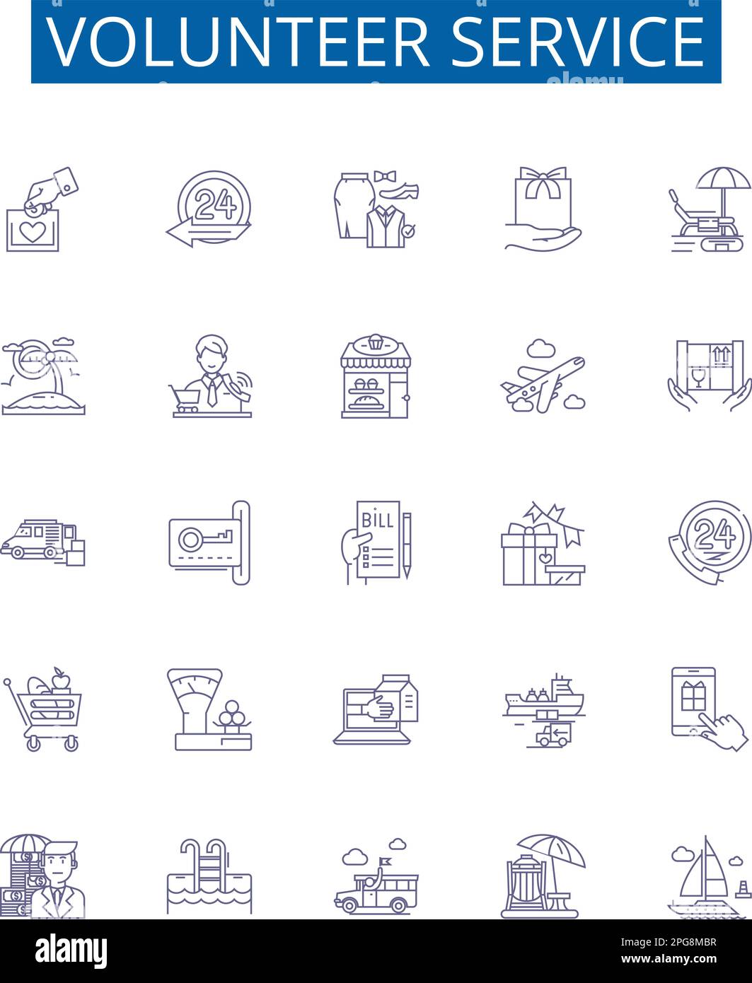 Volunteer service line icons signs set. Design collection of ...