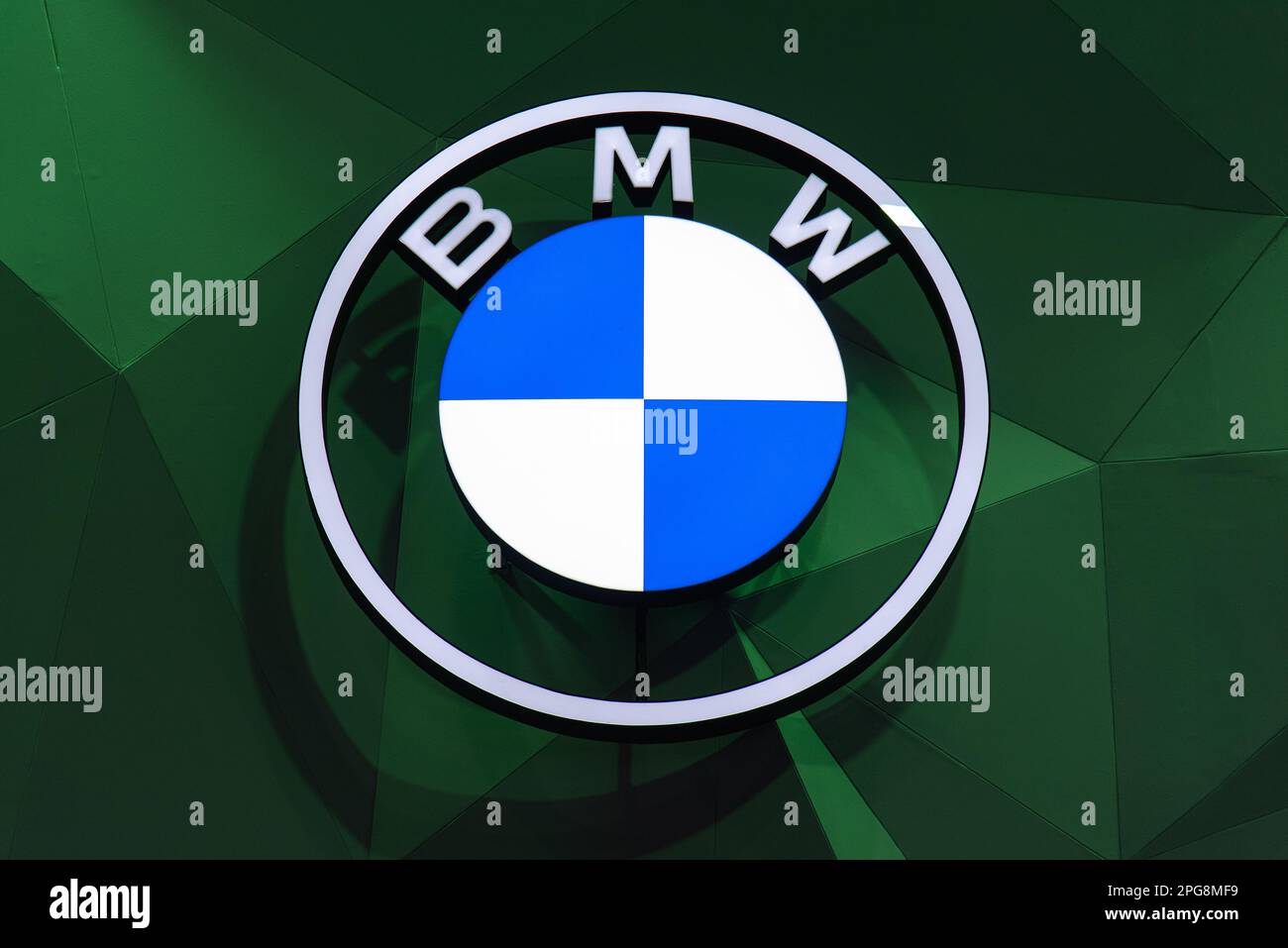 A BWM logo seen on a wall during the event. The 44th Bangkok ...