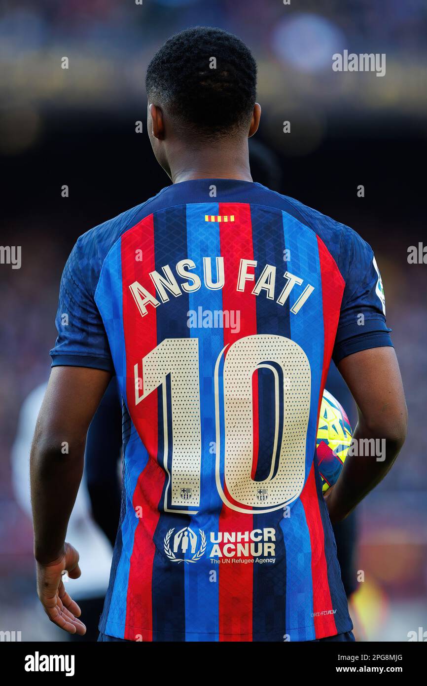 BARCELONA - MAR 5: Ansu Fati in action during the LaLiga match between FC Barcelona and Valencia ...