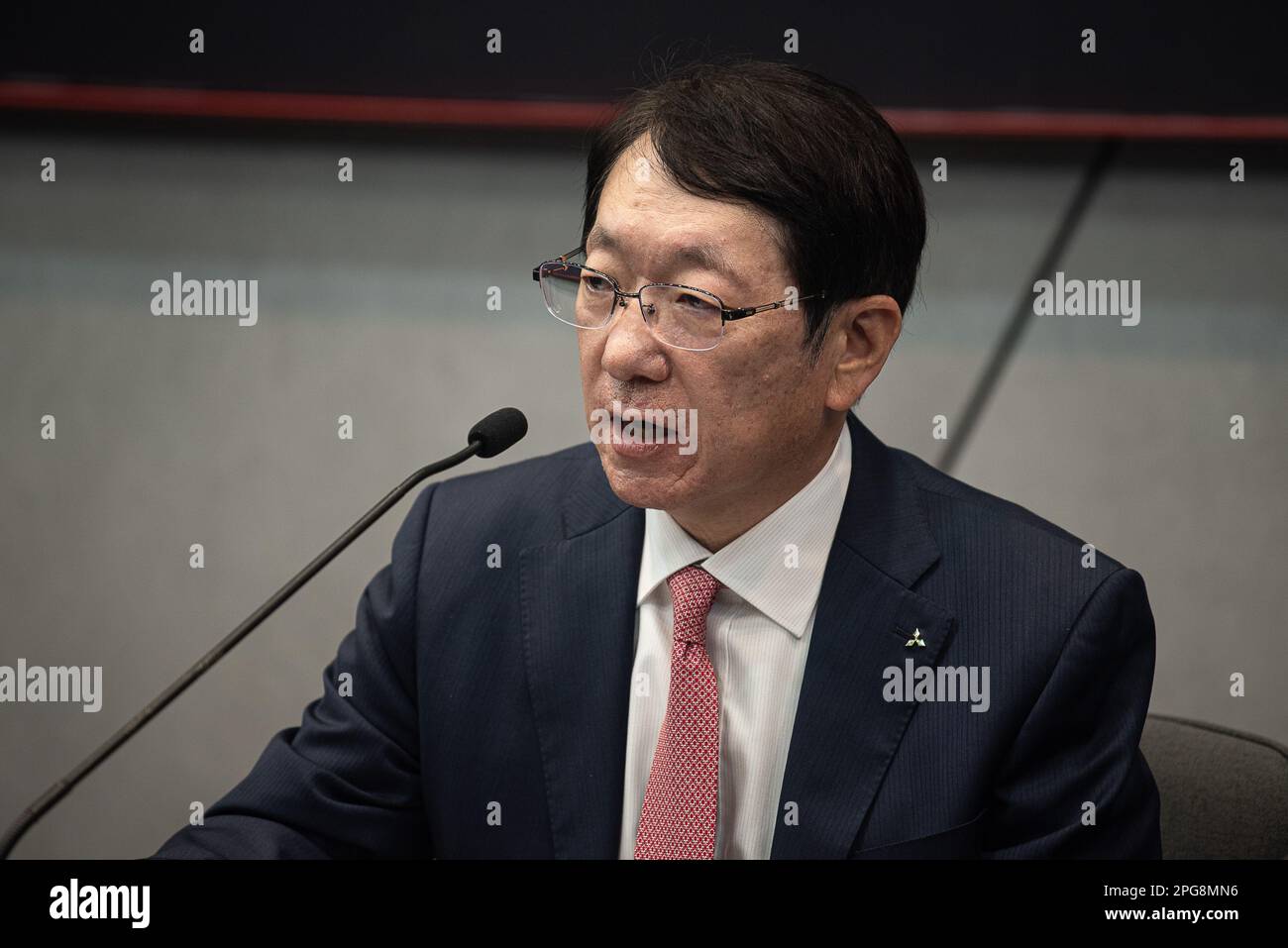 Takao Kato, President and CEO of the Mitsubishi Motors seen during a ...