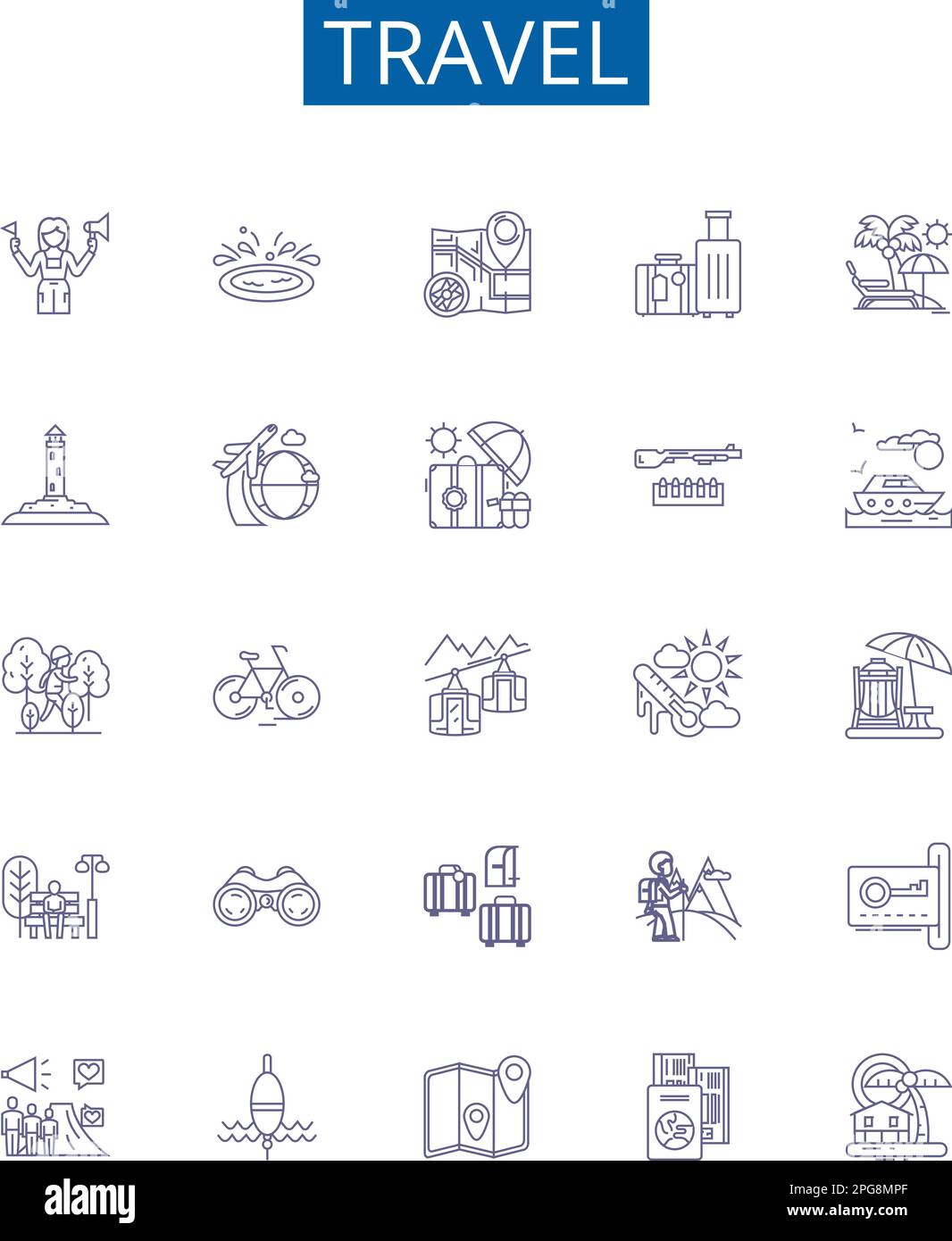 Travel line icons signs set. Design collection of Tour, Vacation, Trip ...