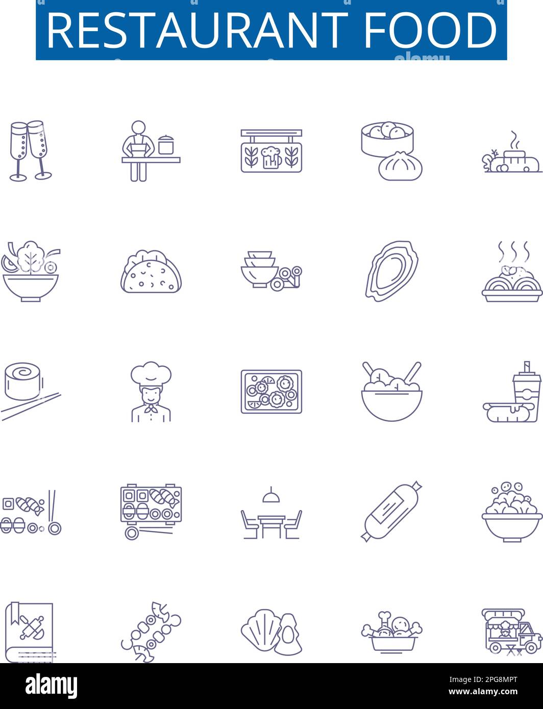 Restaurant food line icons signs set. Design collection of Cuisine, Meal, Dining, Delicacy ...