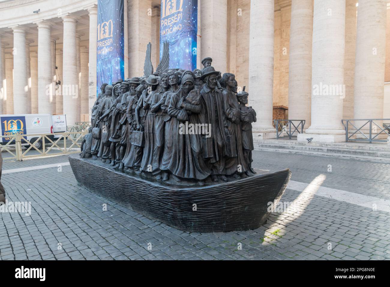 Vatican City, Vatican - December 7, 2022: Angels Unawares is a bronze ...