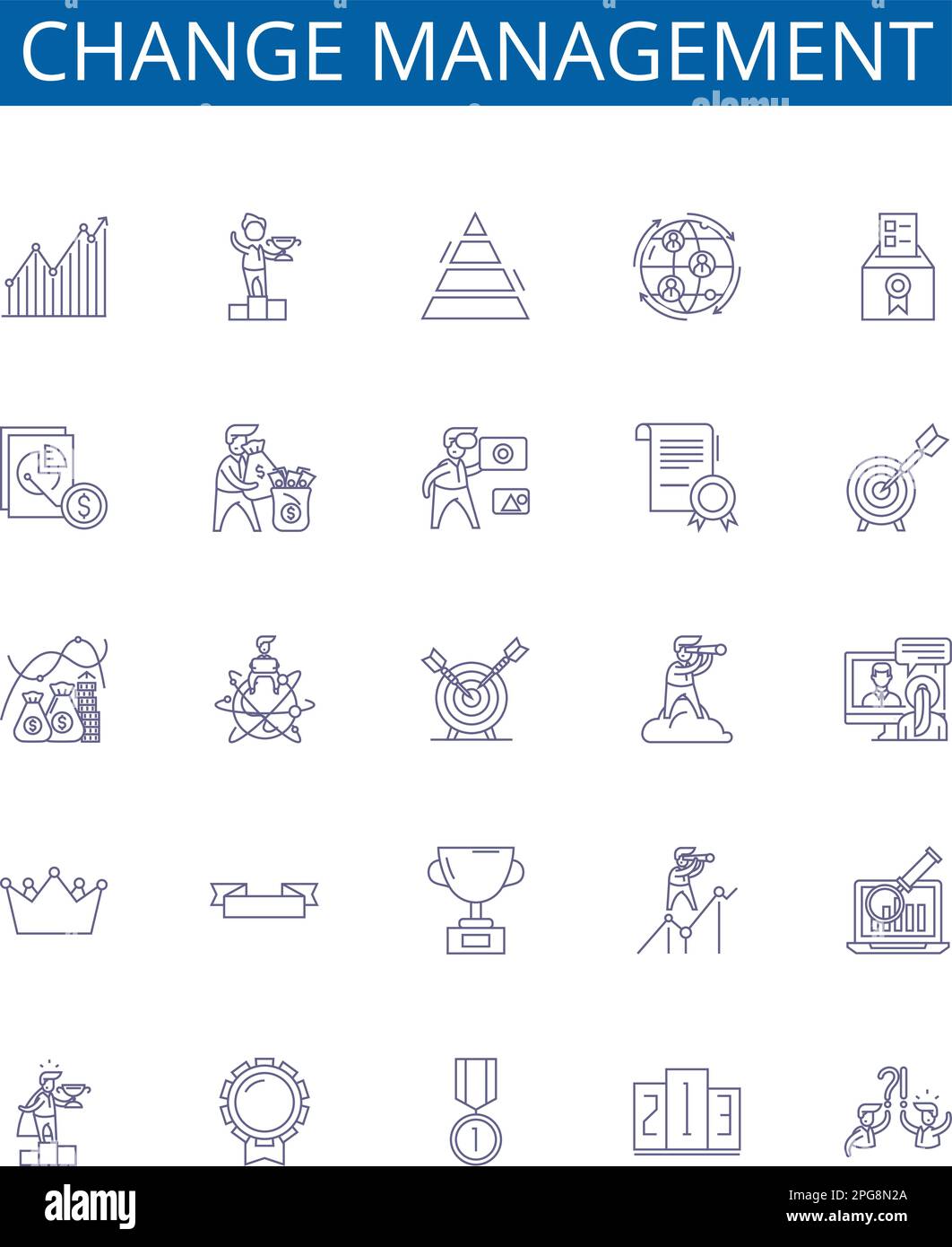 Change management line icons signs set. Design collection of ...
