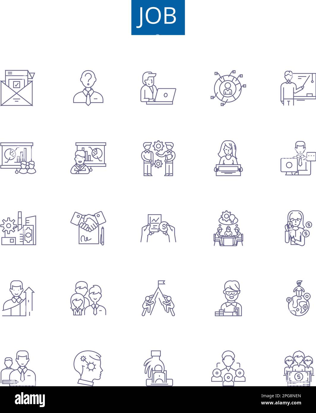 Job line icons signs set. Design collection of Occupation, Employment ...