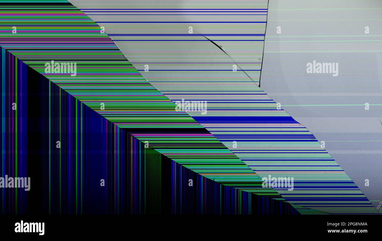 Broken TV screen with colorful stripes, illustration Stock Photo - Alamy