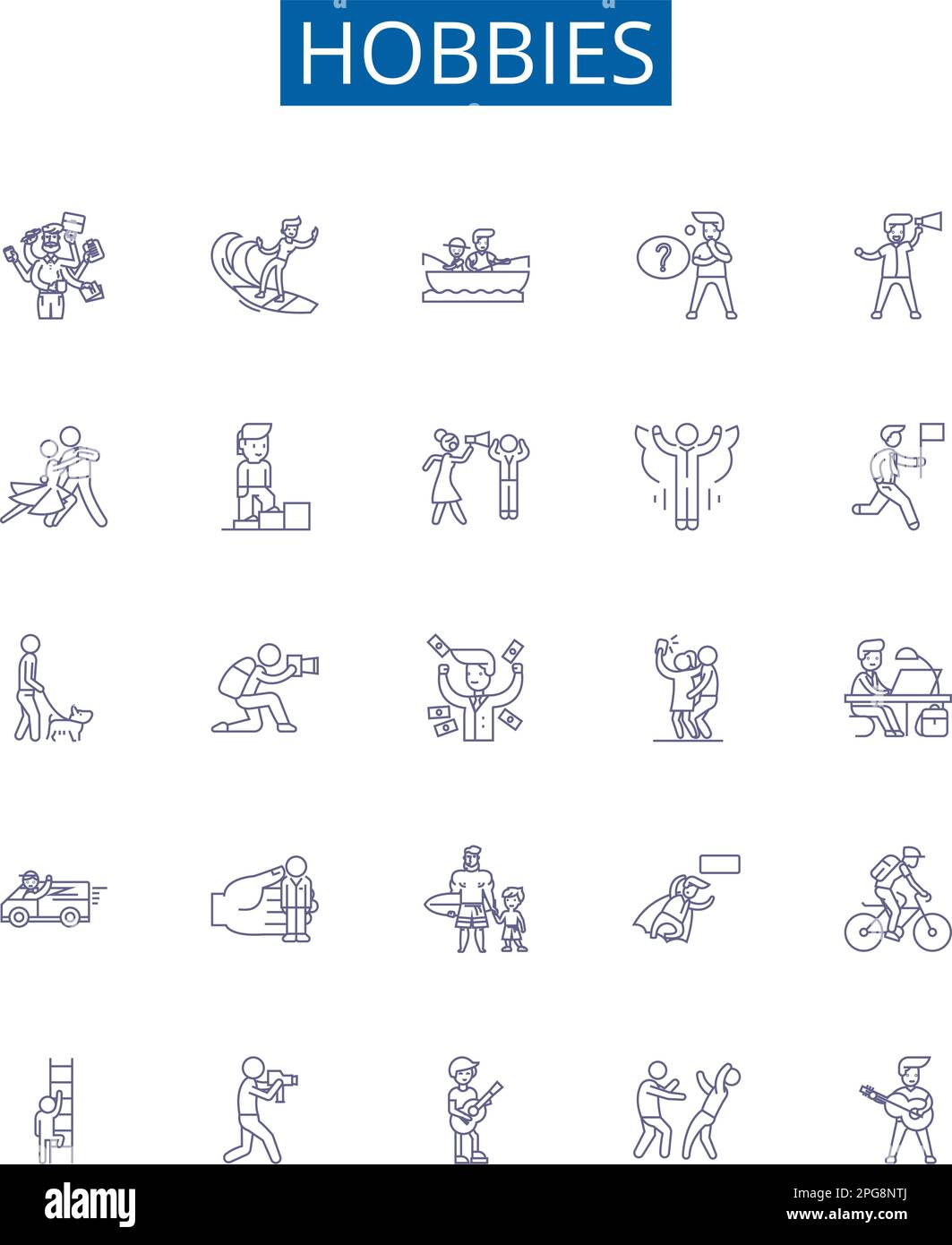 Hobbies line icons signs set. Design collection of Crafting, Painting ...